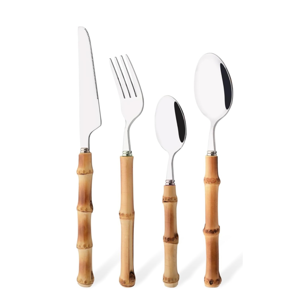 Bamboo Flatware, 4 piece set – Hunt and Hostess