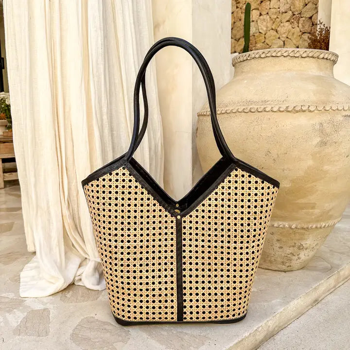 Rattan Cane Tote in Black – Hunt and Hostess